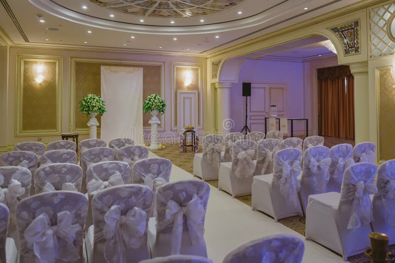 Wedding Ceremony. Set Up in Luxury Interior. Stock Photo - Image of ...