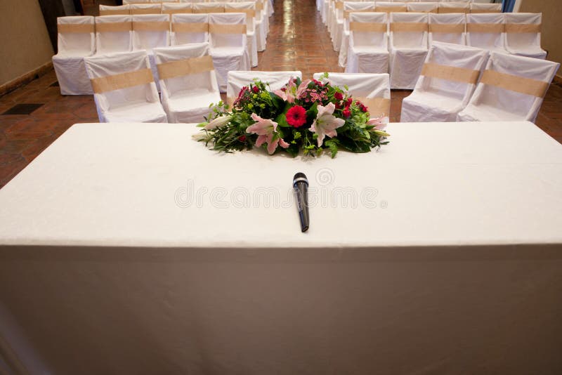 Wedding ceremony table stock photo. Image of arrangement - 48364908