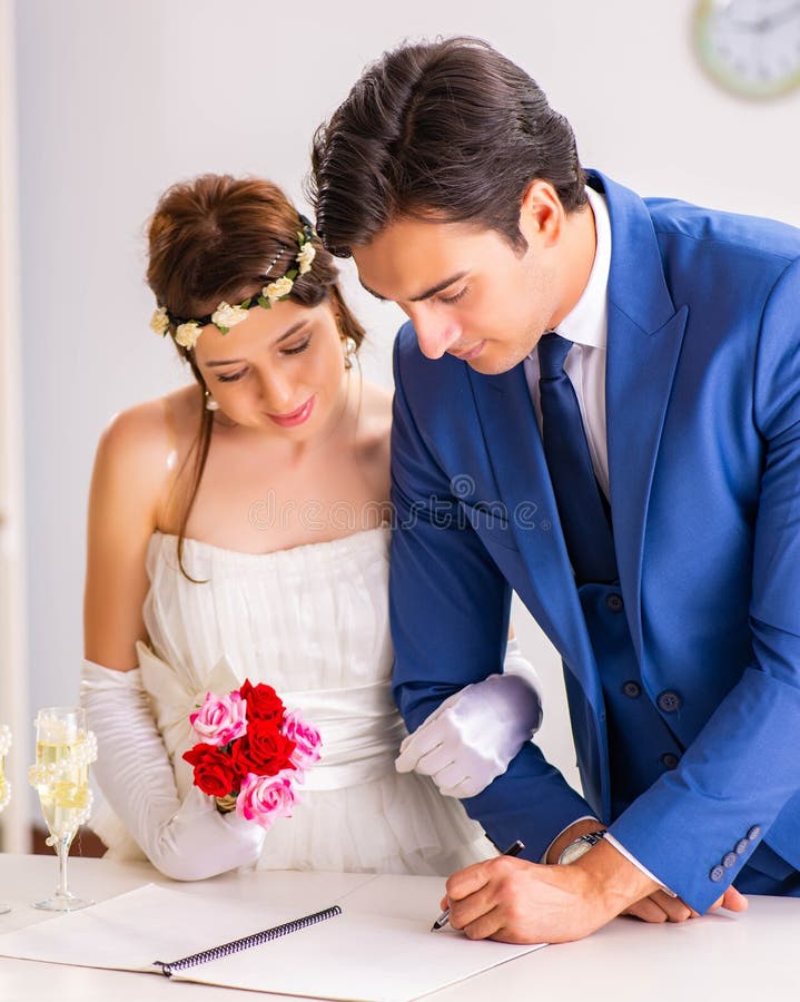 Wedding Ceremony with Wife and Husband Stock Photo - Image of document ...