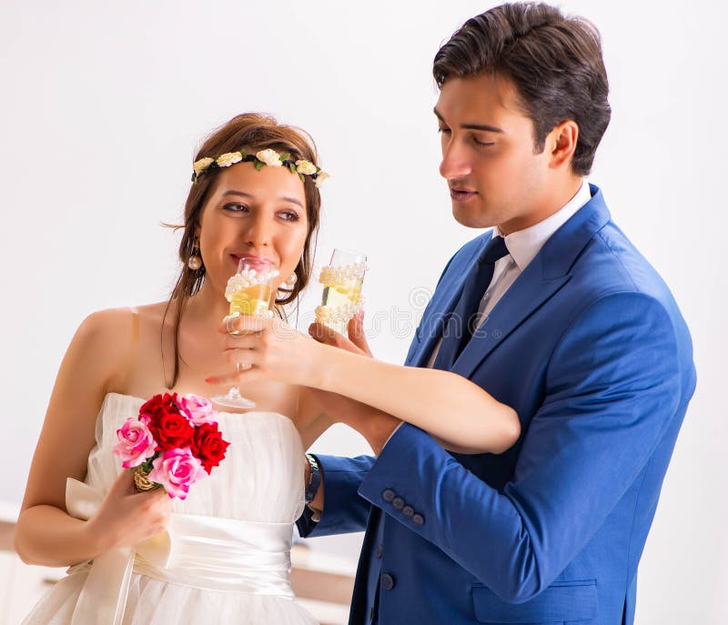 Wedding Ceremony with Wife and Husband Stock Photo - Image of dress ...