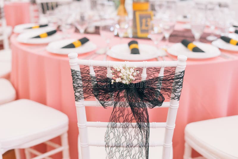 Wedding chair with ribbon stock image. Image of cutlery - 160805111