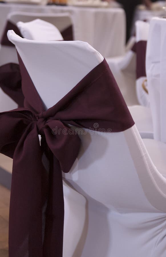 Wedding chair with ribbon stock photo. Image of dinner - 32657048