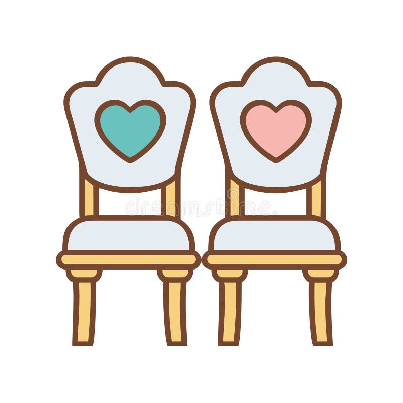 Wedding Chairs with Heart Decorations Stock Vector - Illustration of ...