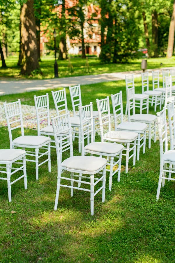 Wedding Chairs Set Up before the Ceremony Stock Image - Image of family ...