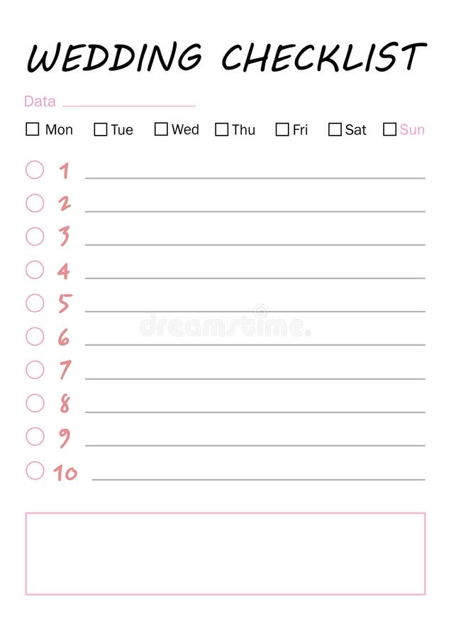Wedding Checklist Stock Illustrations – 854 Wedding Checklist Stock ...