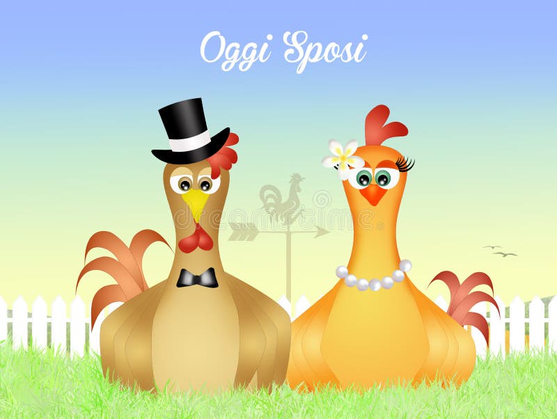 Wedding of chickens stock illustration. Illustration of eggs - 52868791