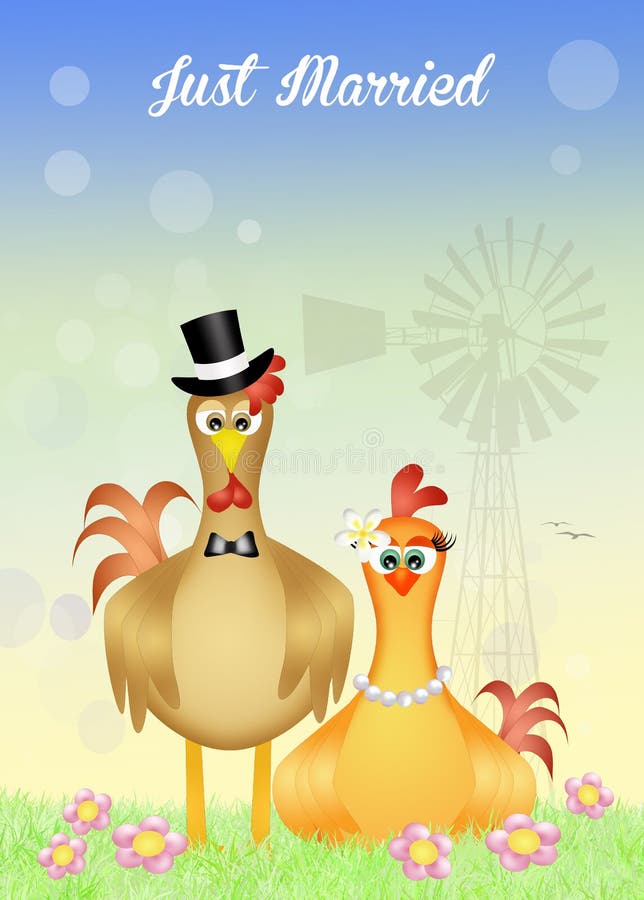 Wedding of chickens stock illustration. Illustration of eggs - 52868791