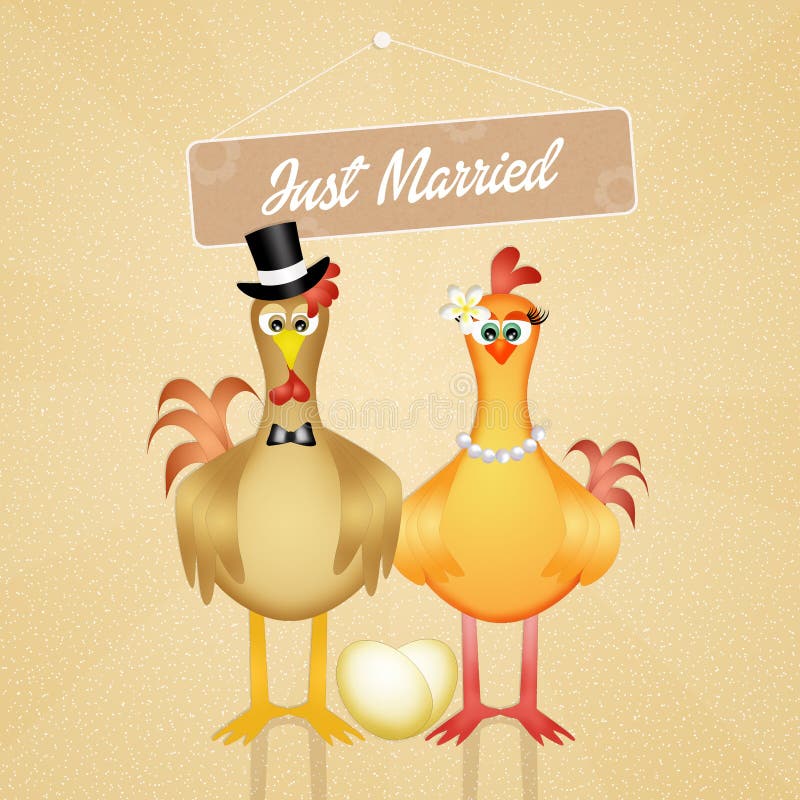 Wedding of chickens stock illustration. Illustration of spouses - 82479228