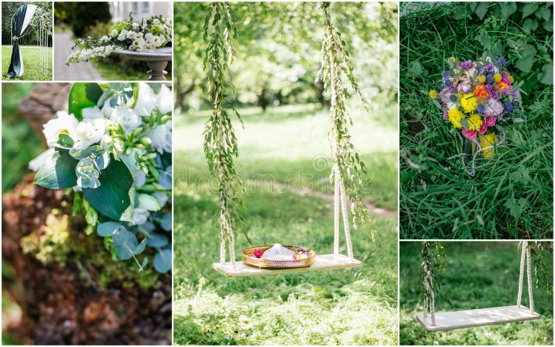 Wedding Collage - Beautiful Ranch Wedding on Garden Outdoors at Spring ...
