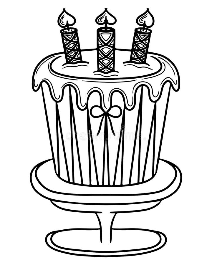 Wedding Coloring Page with Big Cake Stock Vector - Illustration of ...
