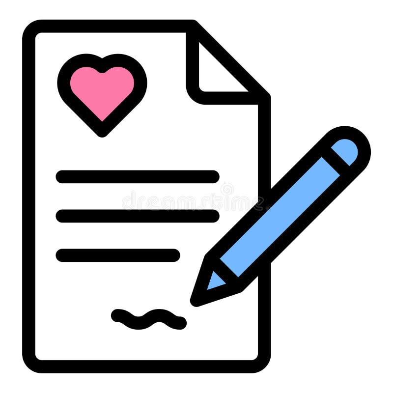 Wedding Contract Icon Marriage Agreement and Commitment in Flat Line ...