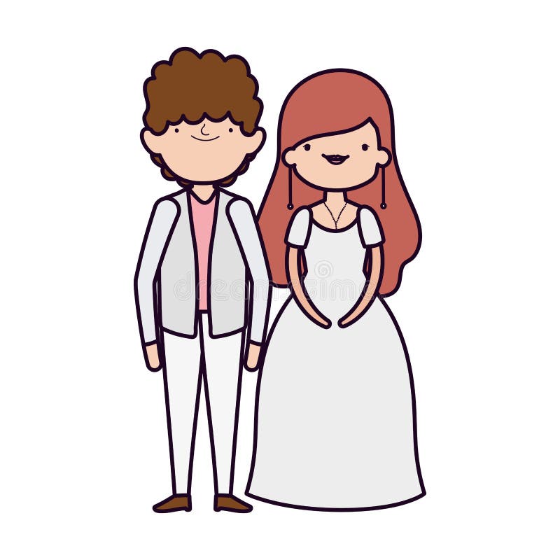 Wedding Couple Bride And Groom In Elegant Suits Cartoon Stock Vector