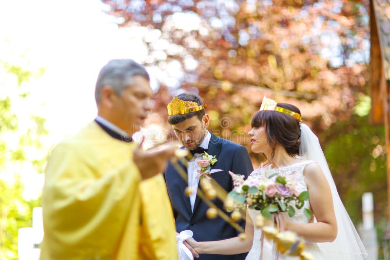 Beautiful Wedding Couple at Church Ceremony Stock Image - Image of ...