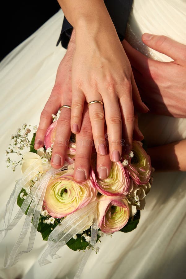 Wedding Couple Hand in Hand Stock Image - Image of passion, dating ...