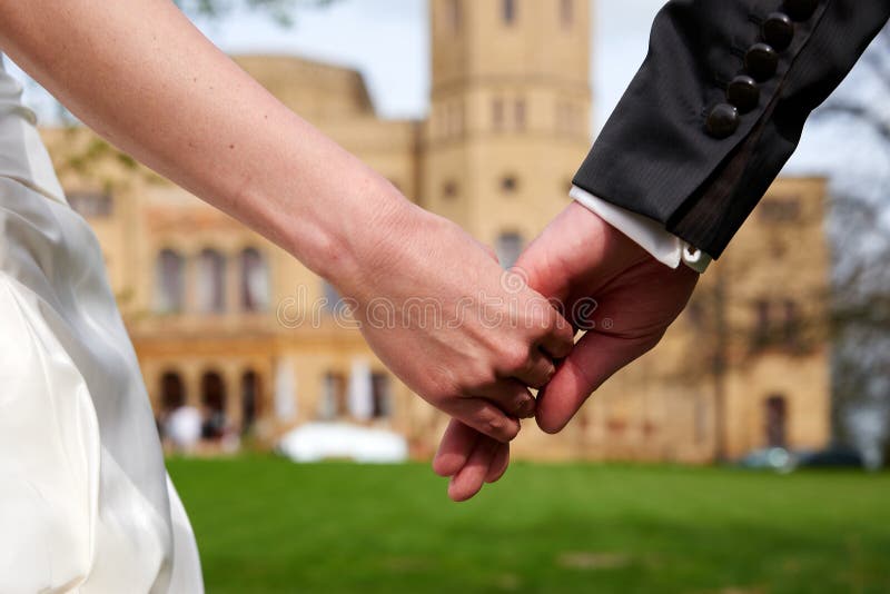 Wedding Couple Hand in Hand Stock Image - Image of lovers, engagement ...