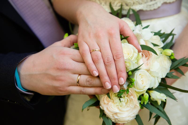 Wedding Couple Hands with Wedding Rings Stock Photo - Image of husband ...