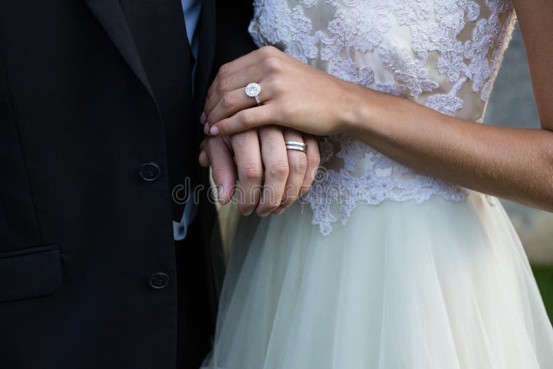 Wedding Couple Holding Hands Stock Image - Image of leisure, luxury ...