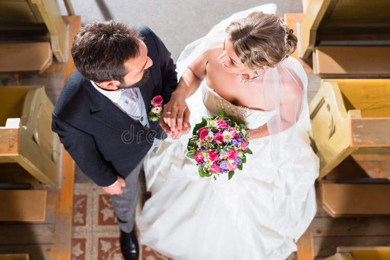 Wedding Couple Marrying in Church Stock Photo - Image of flowers, view ...