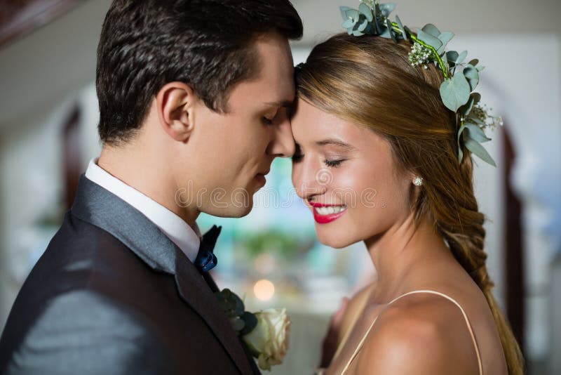 Wedding Couple Standing Face To Face Stock Photo - Image of handsome ...
