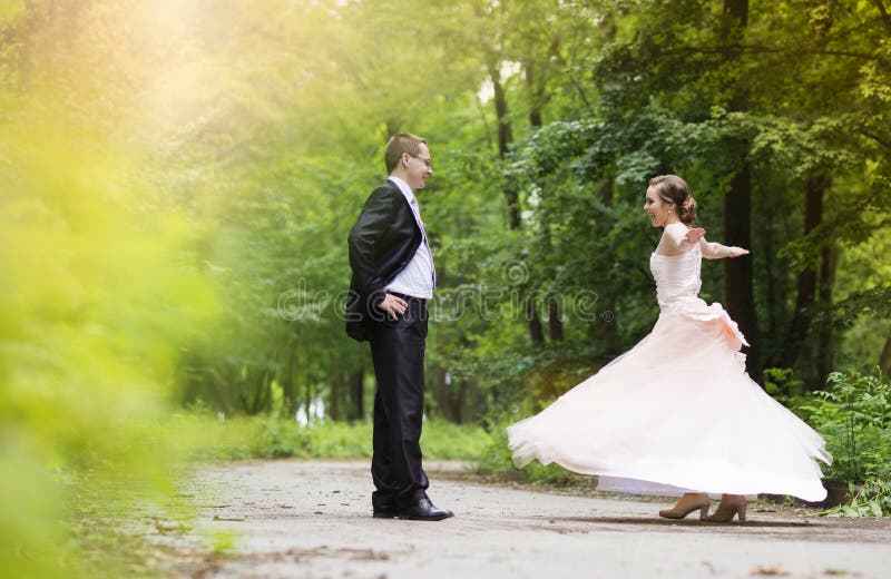 Wedding couple on a walk stock image. Image of happy - 48859339