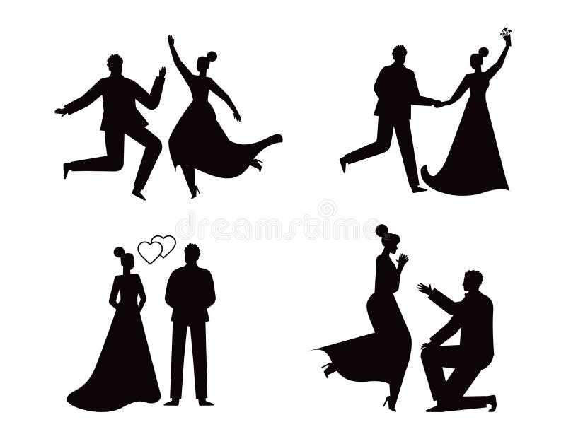 Wedding Couples Isolated Vector Silhouette Stock Illustration ...