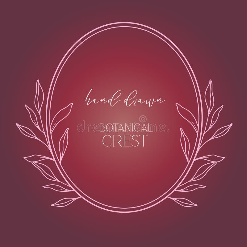 Wedding Crest Floral Line Art Design. Botanical Crest Line Drawing ...