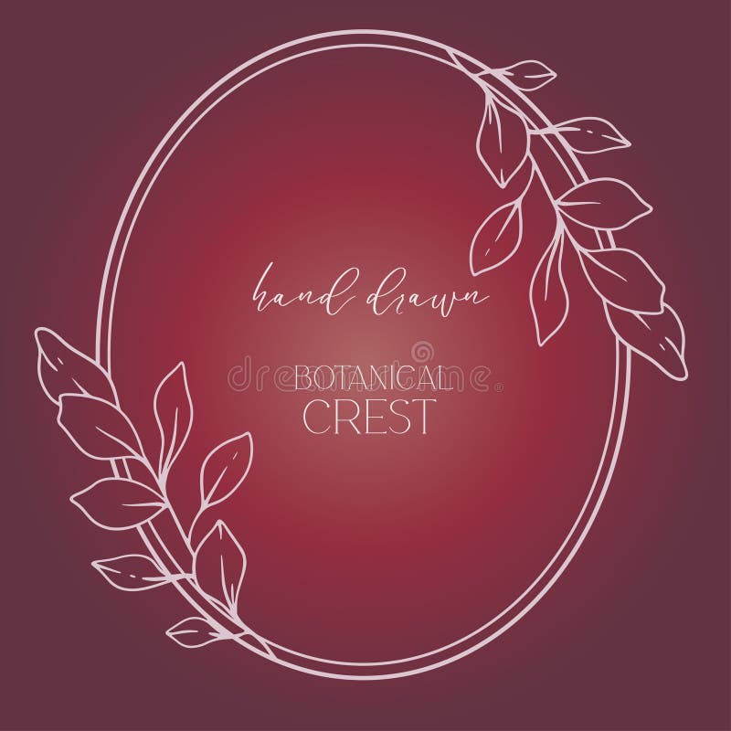 Wedding Crest Floral Line Art Design. Botanical Crest Line Drawing ...