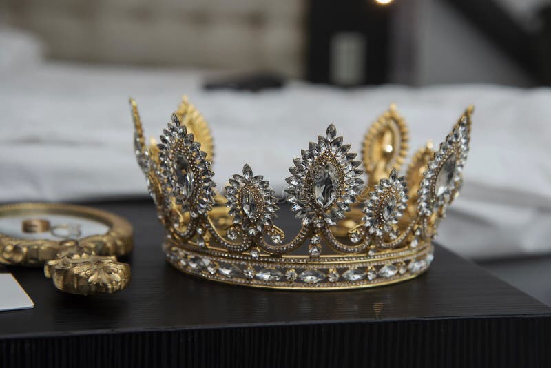 Wedding Crown in Gold Color Diamond Stock Photo - Image of metal ...