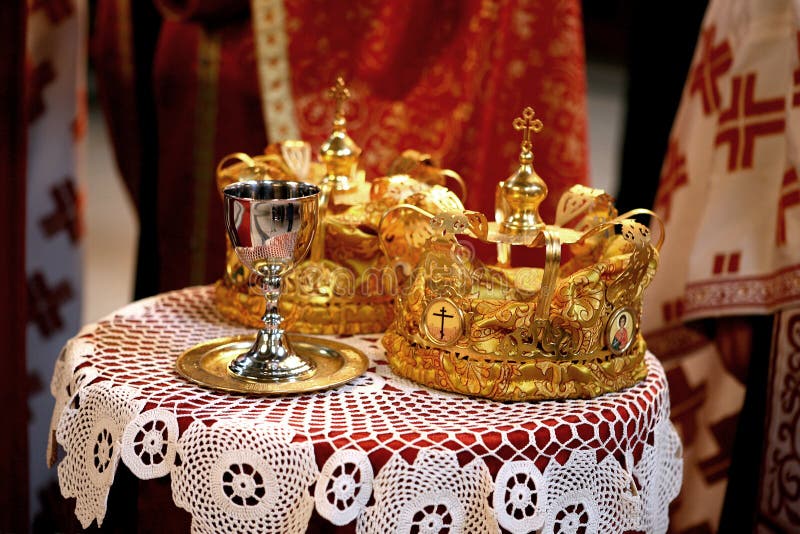 Pair of Traditional Orthodox Christian Crowns for Marriage Ceremony ...