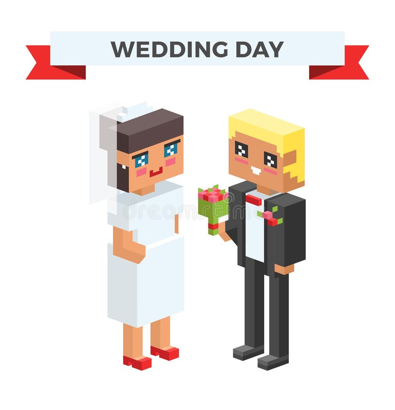 Pixel art wedding couple stock vector. Illustration of love - 91880502