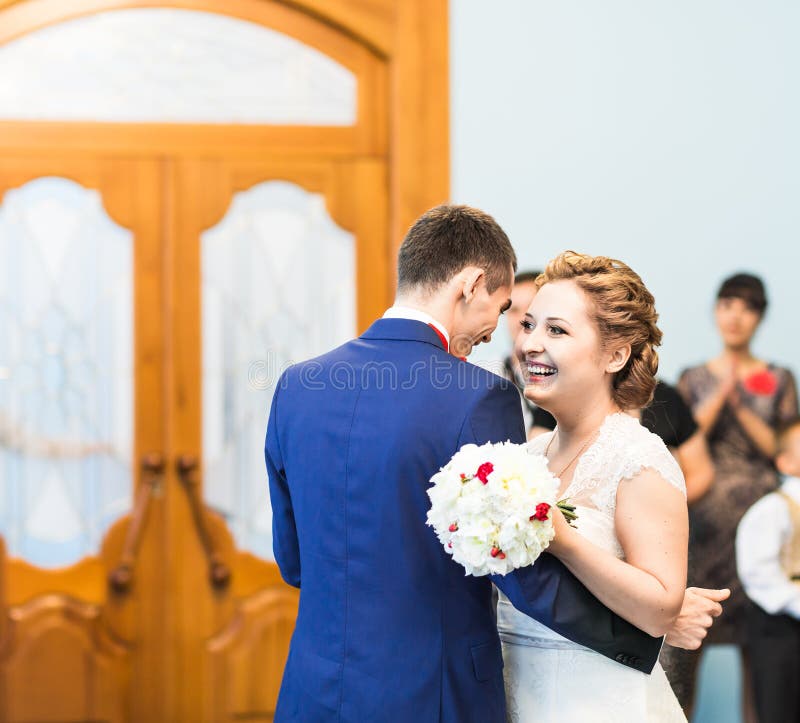 Wedding Dance of Bride and Groom Stock Image - Image of bridal ...