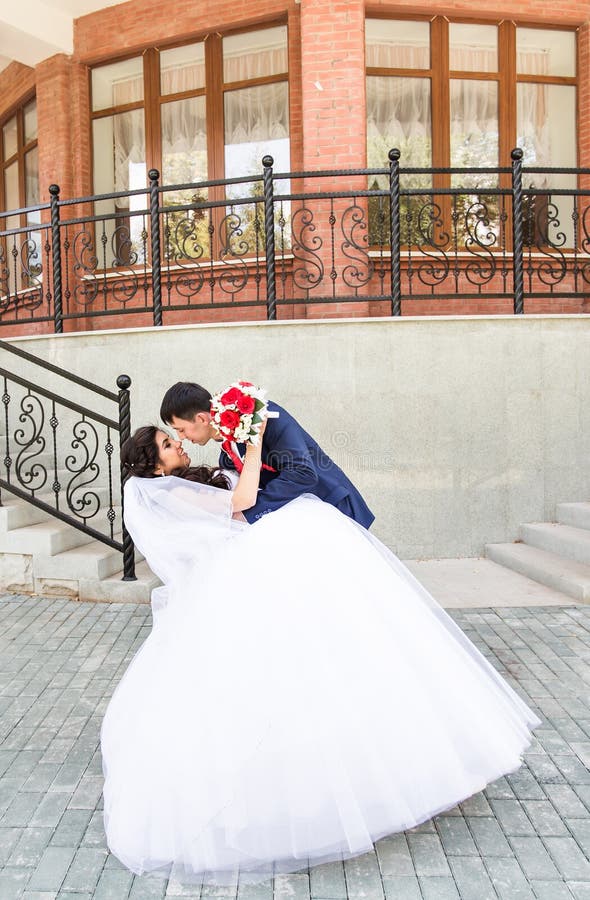 Wedding Dance of Bride and Groom Stock Photo - Image of happy ...