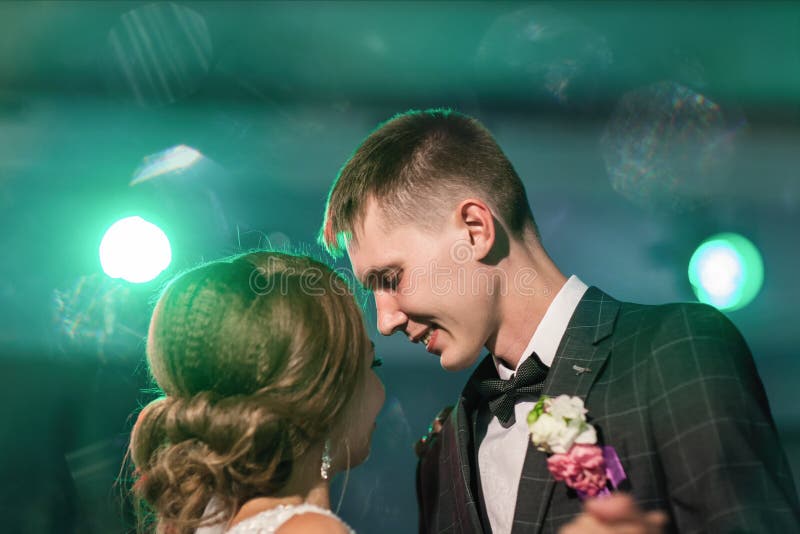 Wedding. Dance of the Newlyweds. the Bride and Groom are Dancing Stock ...