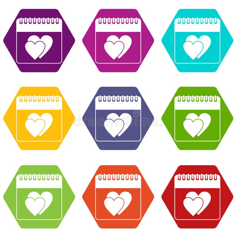 Wedding Date Day on Calendar Icon Set Color Hexahedron Stock Vector ... Wedding Date Day on Calendar Icon Set Color Hexahedron Stock Vector ...
