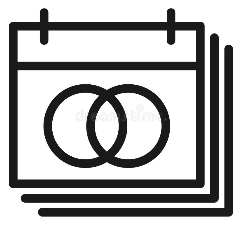Wedding Date Line Icon. Calendar with Two Rings Stock Vector ...