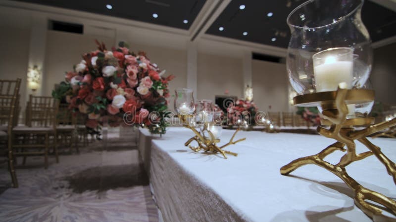 Elements of Wedding Decor Floral Arch on Reception Party. Move Camera ...