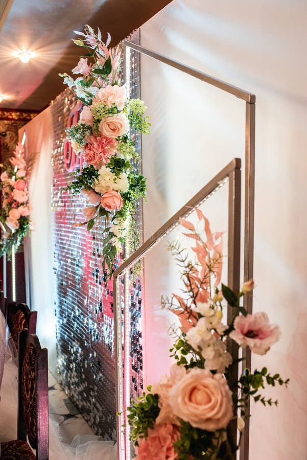 Wedding decor with flowers stock image. Image of green - 234818881