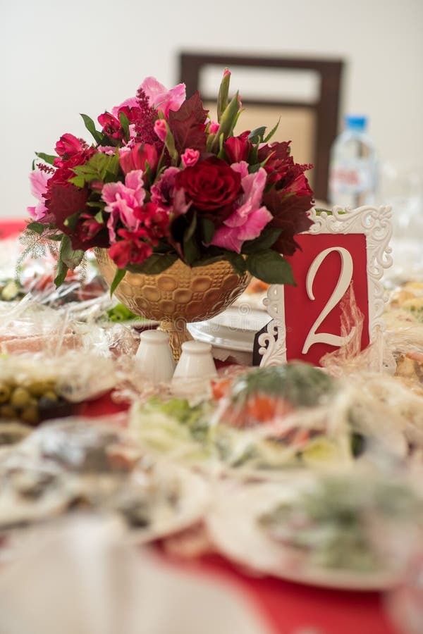 Wedding Decor Registration of Tables Stock Photo - Image of banquet ...