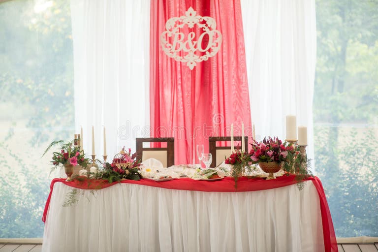 Wedding Decor Registration of Tables Stock Image - Image of hotel ...