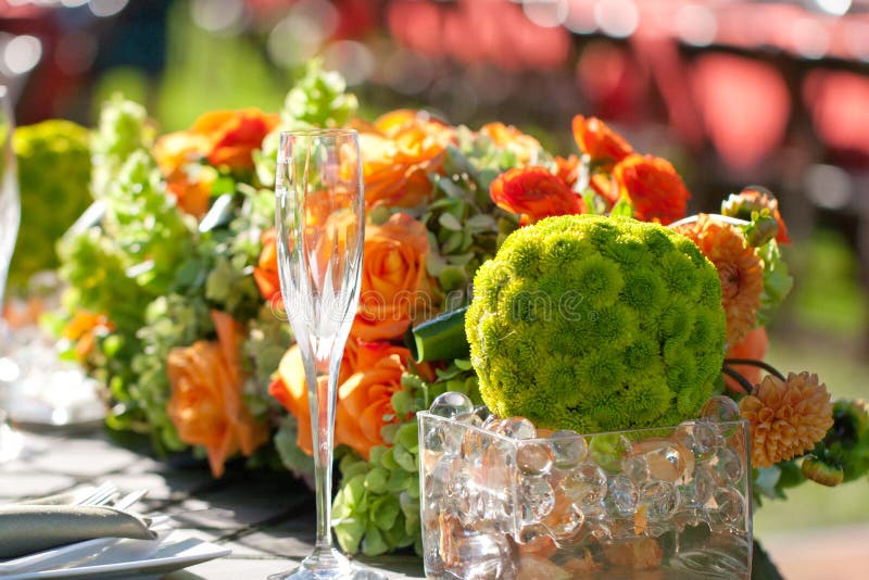 Wedding Decor Table Setting and Flowers Stock Image - Image of glass ...