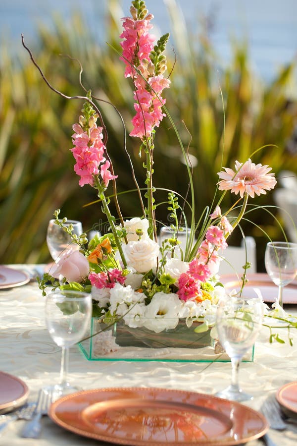Wedding Decor Table Setting and Flowers Stock Photo - Image of fine ...