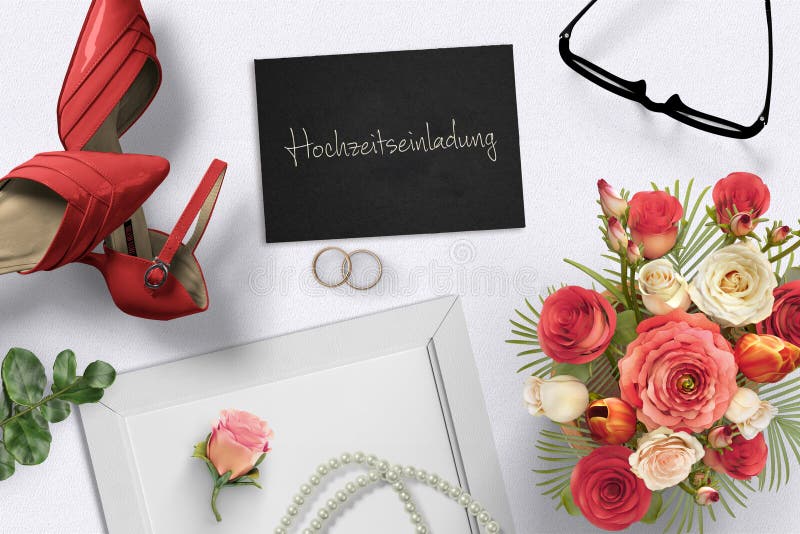 Wedding Decoration with Rings and Envelope with German Message for ...