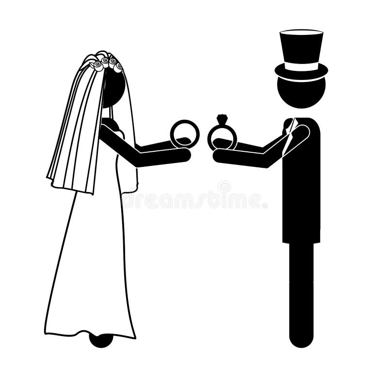 Pictogram of Wedding Couple with Costumes Stock Vector - Illustration ...