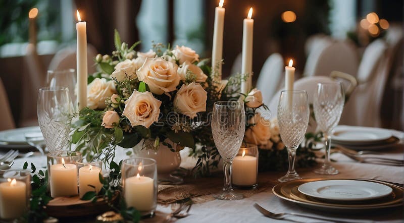 Wedding Designed Table Setting, Wedding Scene, Wedding Table, Bright ...