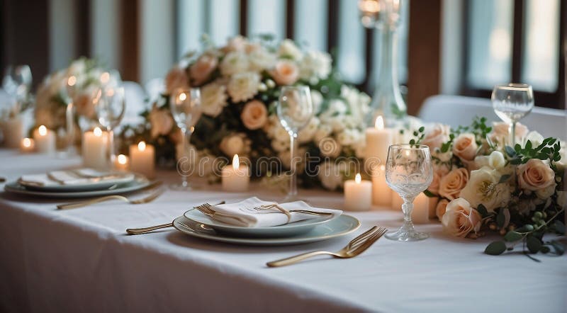 Wedding Designed Table Setting, Wedding Scene, Wedding Table, Bright ...