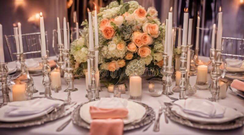 Wedding Designed Table Setting, Wedding Scene, Wedding Table, Bright ...