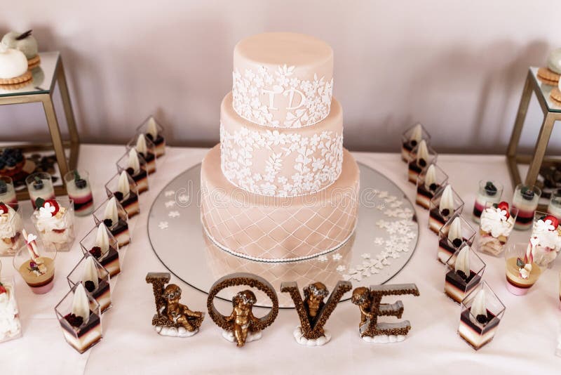 Wedding Dessert Table with Cake Stock Image - Image of display, sweet ...
