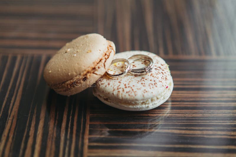 Wedding Diamond Gold Rings Engagement Rings on Table Stock Photo ...