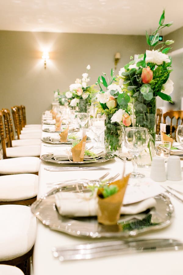 Long and Fancy Table Prepared for a Wedding Dinner. Stock Photo - Image ...