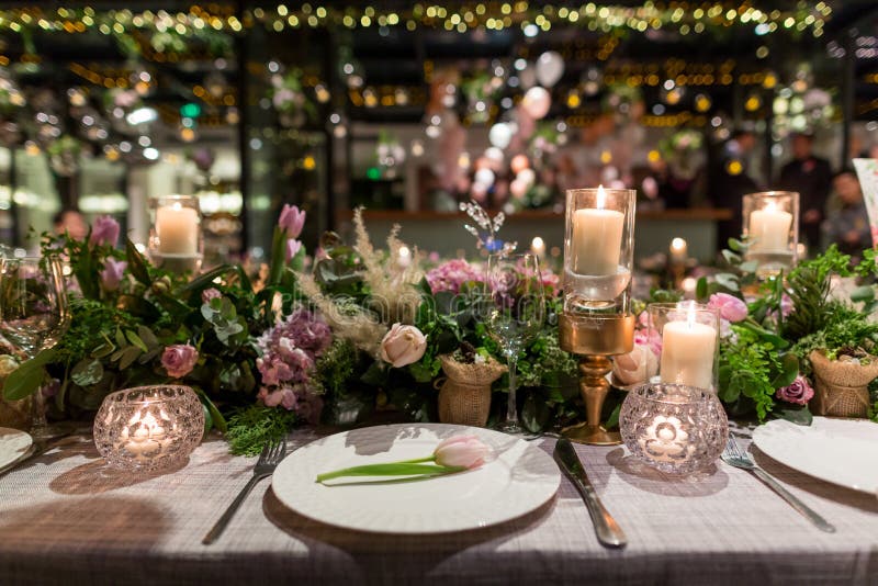Wedding dinner stock image. Image of banquet, evening - 64852721